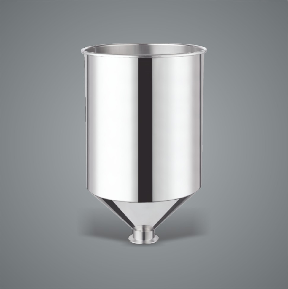 Small Stainless Steel Conical Hopper , Silver Milk Hopper 20L