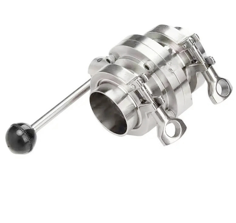 Stainless Steel Hand Operated Butterfly Valve , Tri Clamp Ferrule ...